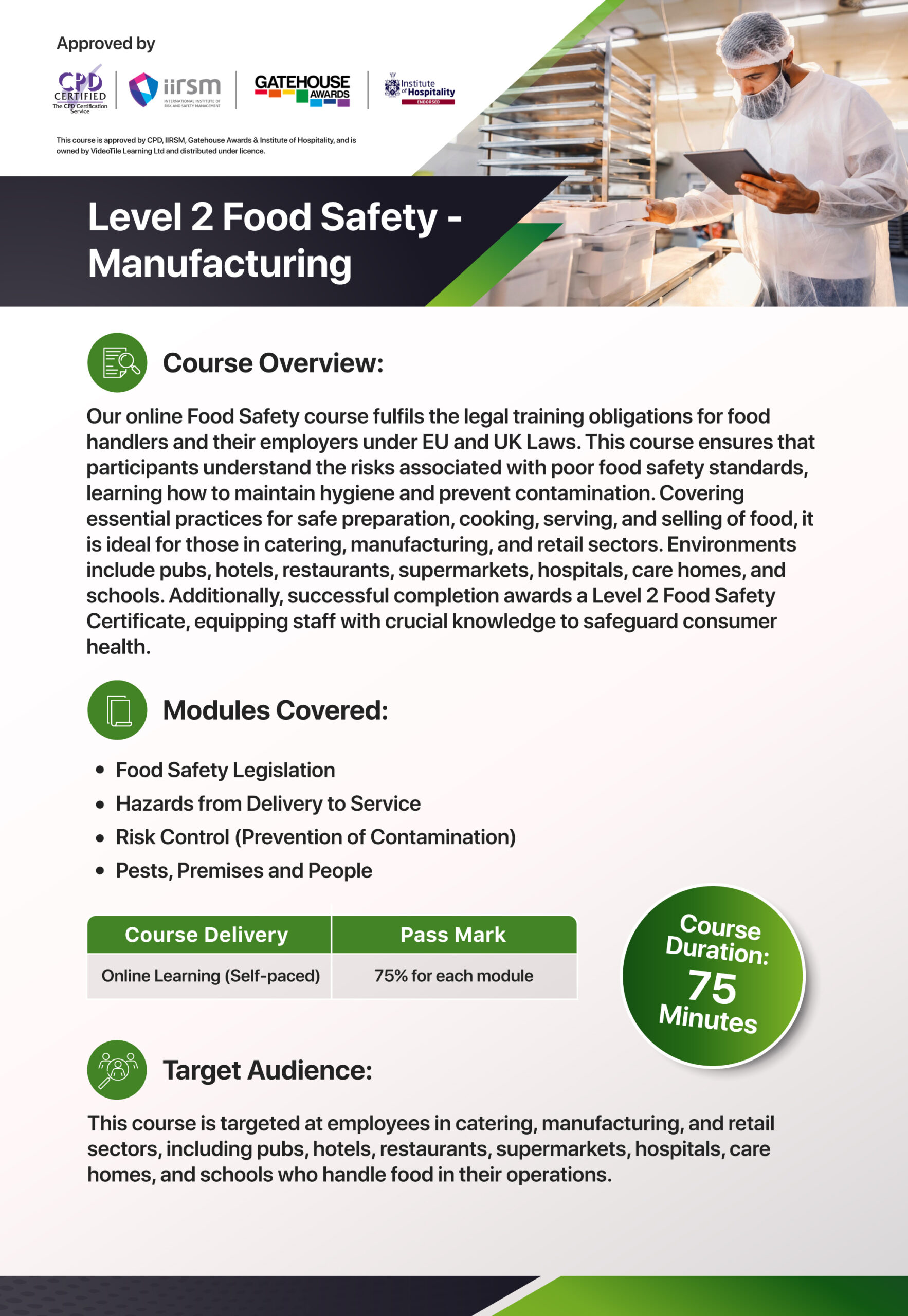 Level 2 Food Safety - Manufacturing - Study 365